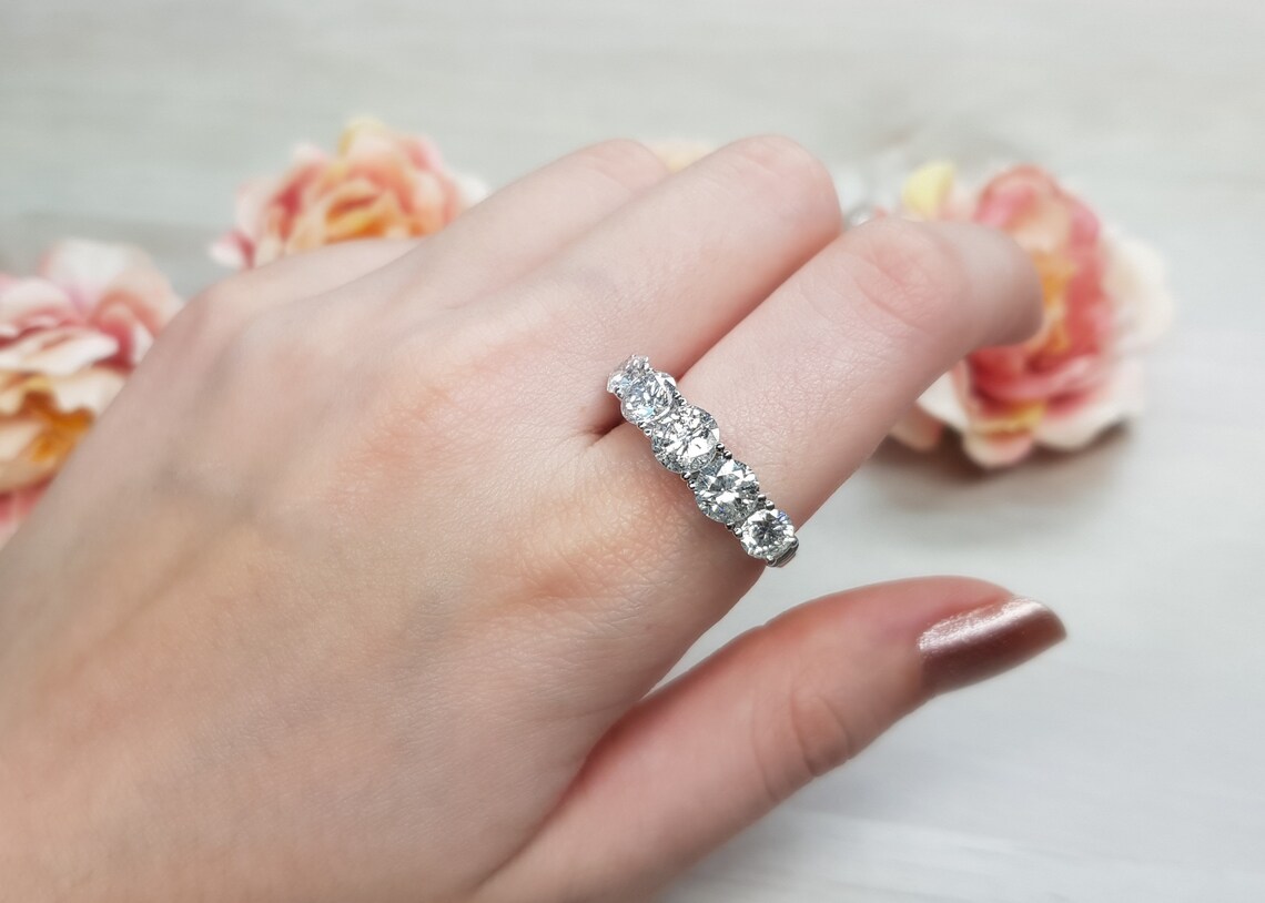 5 Diamond Row Ring14k Engagement Ringwedding Ringgift3.26 | Etsy