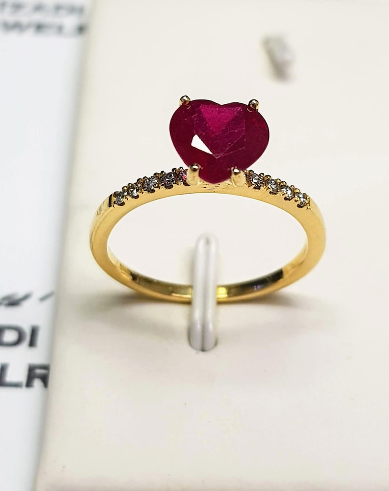 Red Heart Shape Ruby Crystal Ring, Red Ruby Ring, Sapphire Gem Ring ...