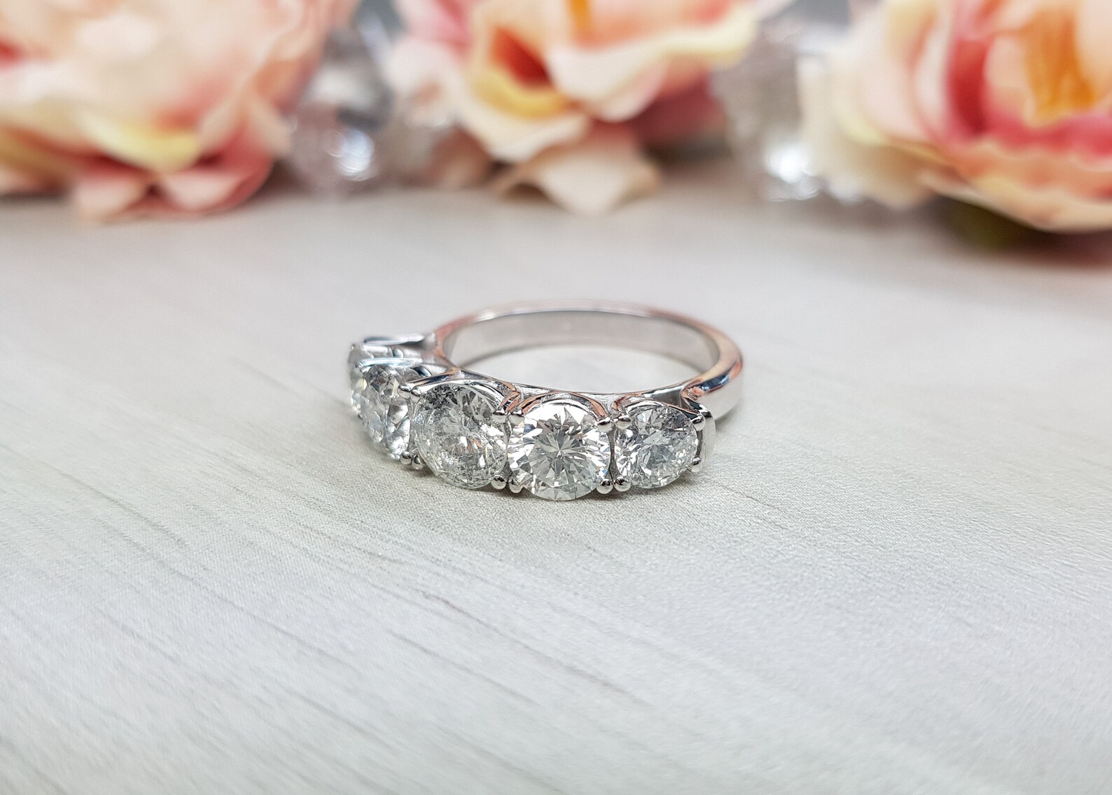 5 Diamond Row Ring14k Engagement Ringwedding Ringgift3.26 | Etsy