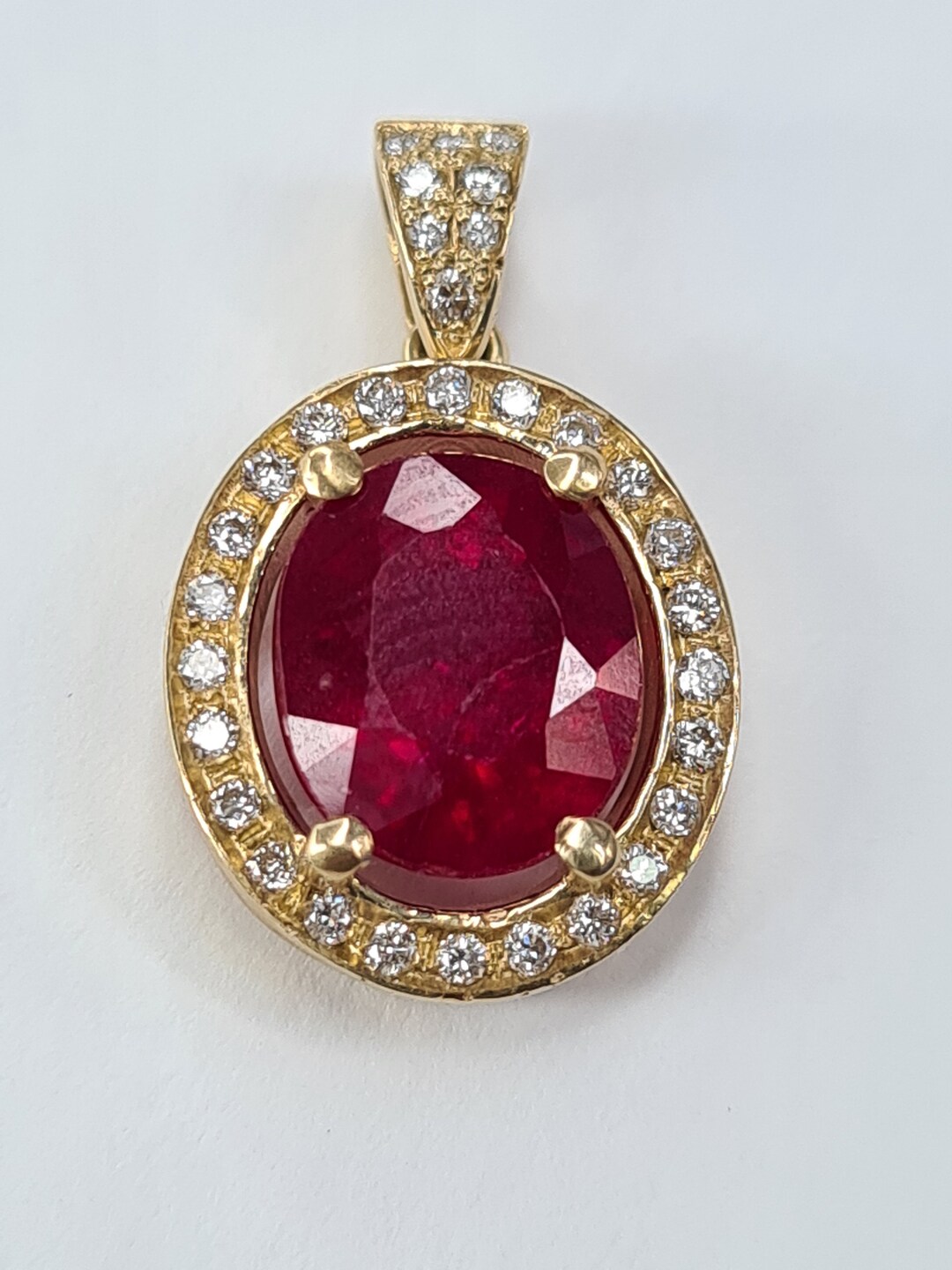 Red Ruby Diamond Pendant, Ruby Gemstone Necklace for Bridal, Vintage ...