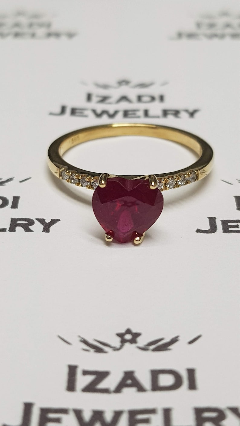 Red Heart Shape Ruby Crystal Ring, Red Ruby Ring, Sapphire Gem Ring ...