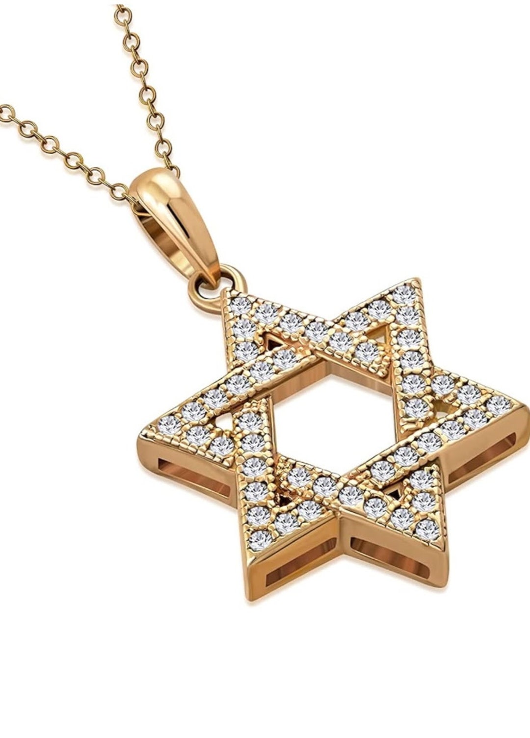 14k Gold Star of David Diamond Necklace, Solid Gold Necklace, Jewish ...