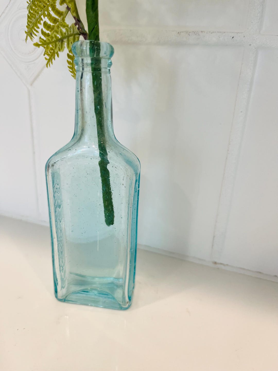 Vintage Castoria Blue Medicine Glass Bottle | 6 Inch Tall Aqua-blue ...