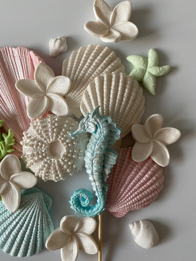 Edible Fondant Mermaid Tail Seashells Starfish Sea. Sugar - Etsy