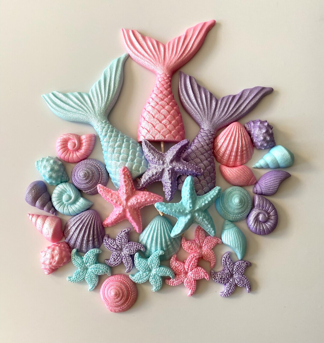 Edible Mermaid Tail, Seashells, Starfish, Sea Sugar Paste, Cake Cupcake ...