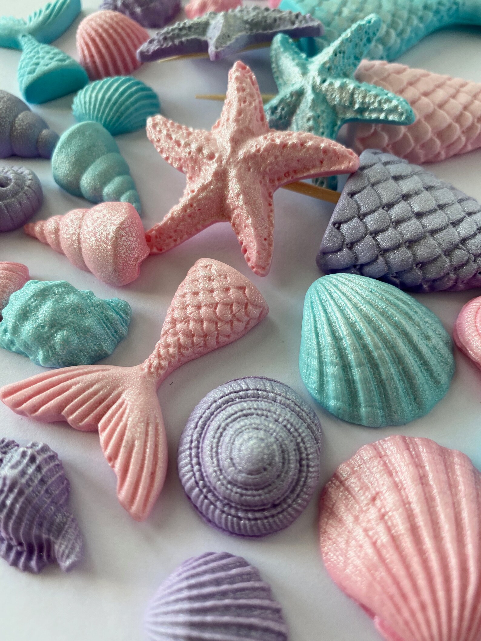 Edible Mermaid Tail Seashells Starfish Sea Sugar Paste - Etsy