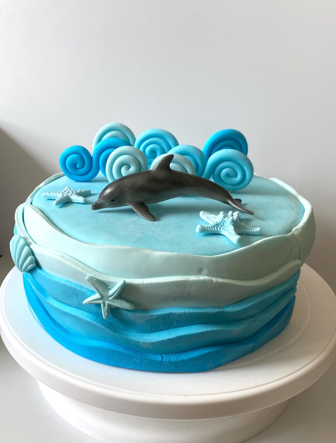 Fondant Sugar Paste, Dolphin, Seashells, Corals, Beach Sea Cake Cupcake ...