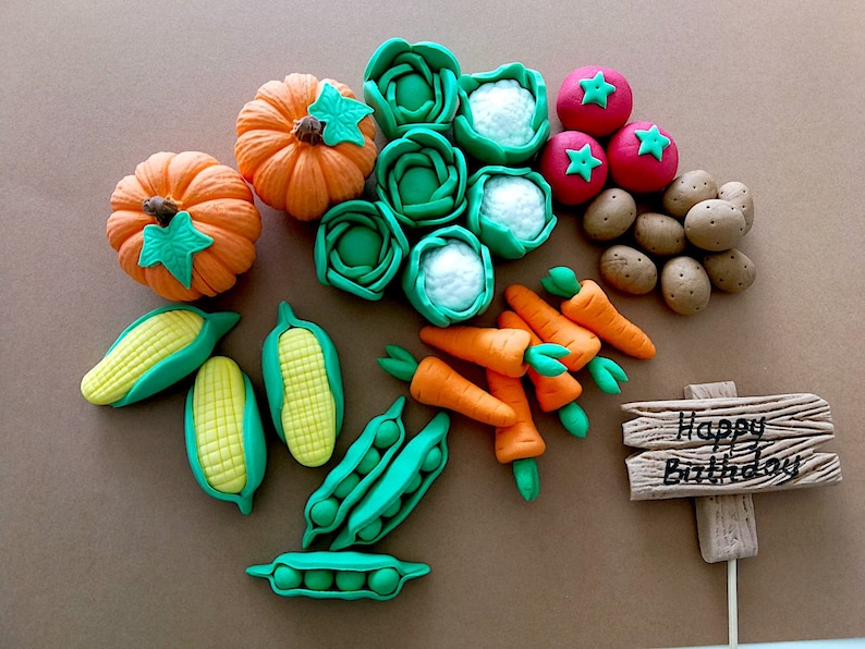 Handmade Vegetables / Cake Cupcake Topper / Edible Sugar Paste | Etsy