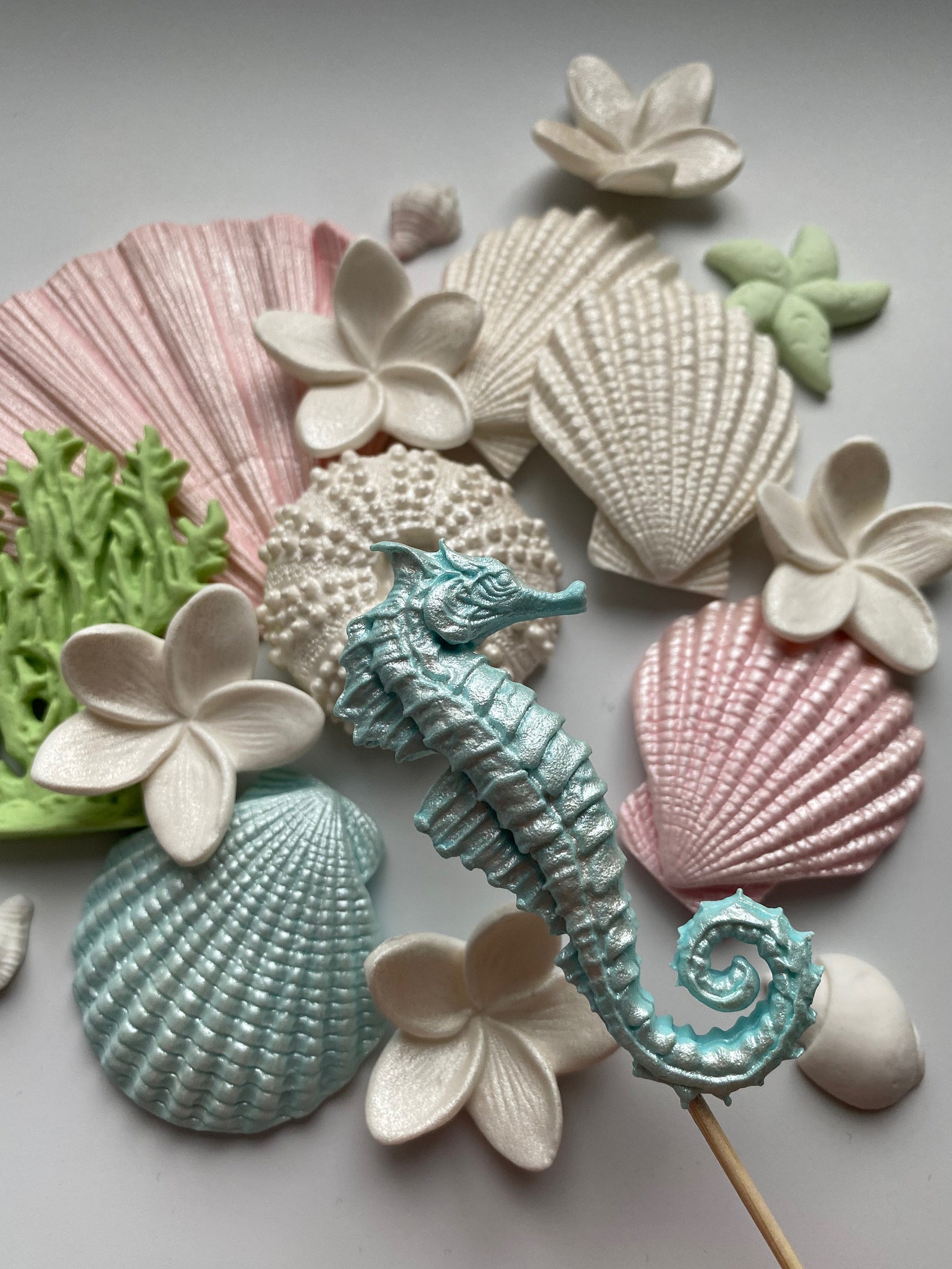 Edible Fondant Mermaid Tail Seashells Starfish Sea. Sugar - Etsy