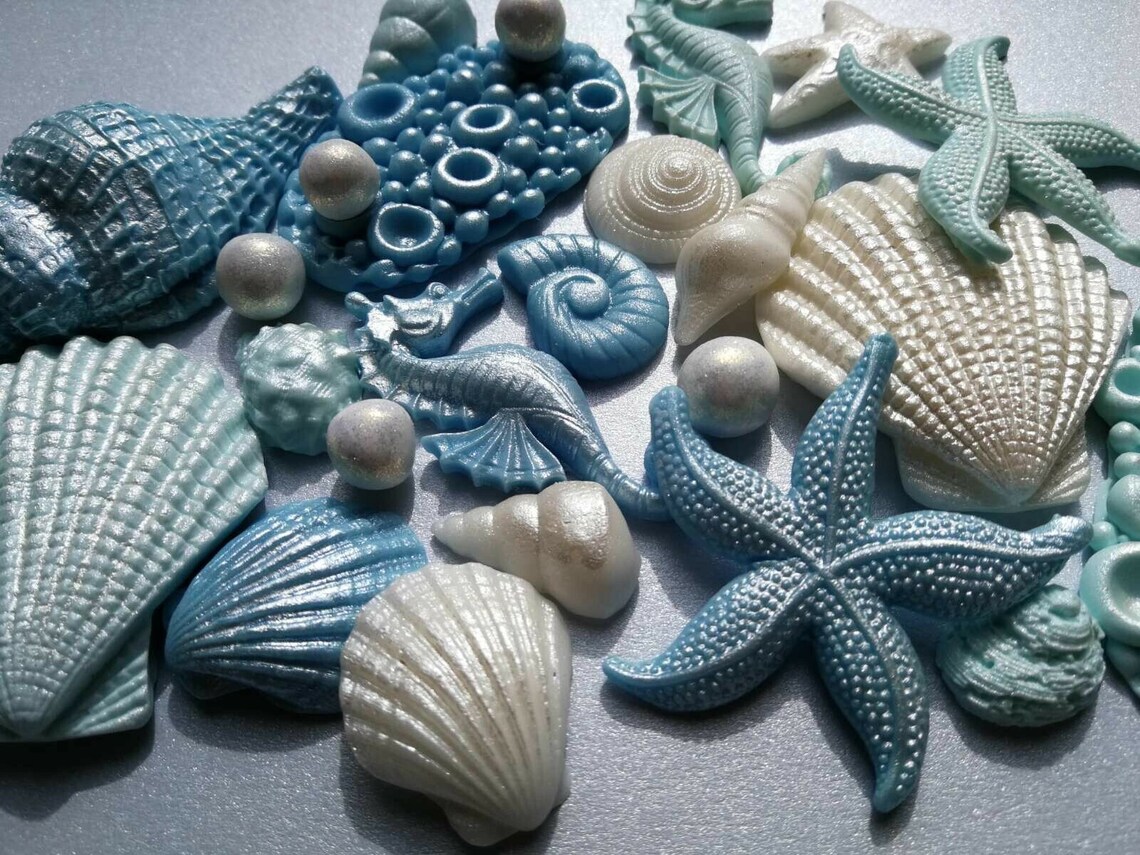 Edible Fondant Sugar Paste Seashells Seahorses Starfish | Etsy