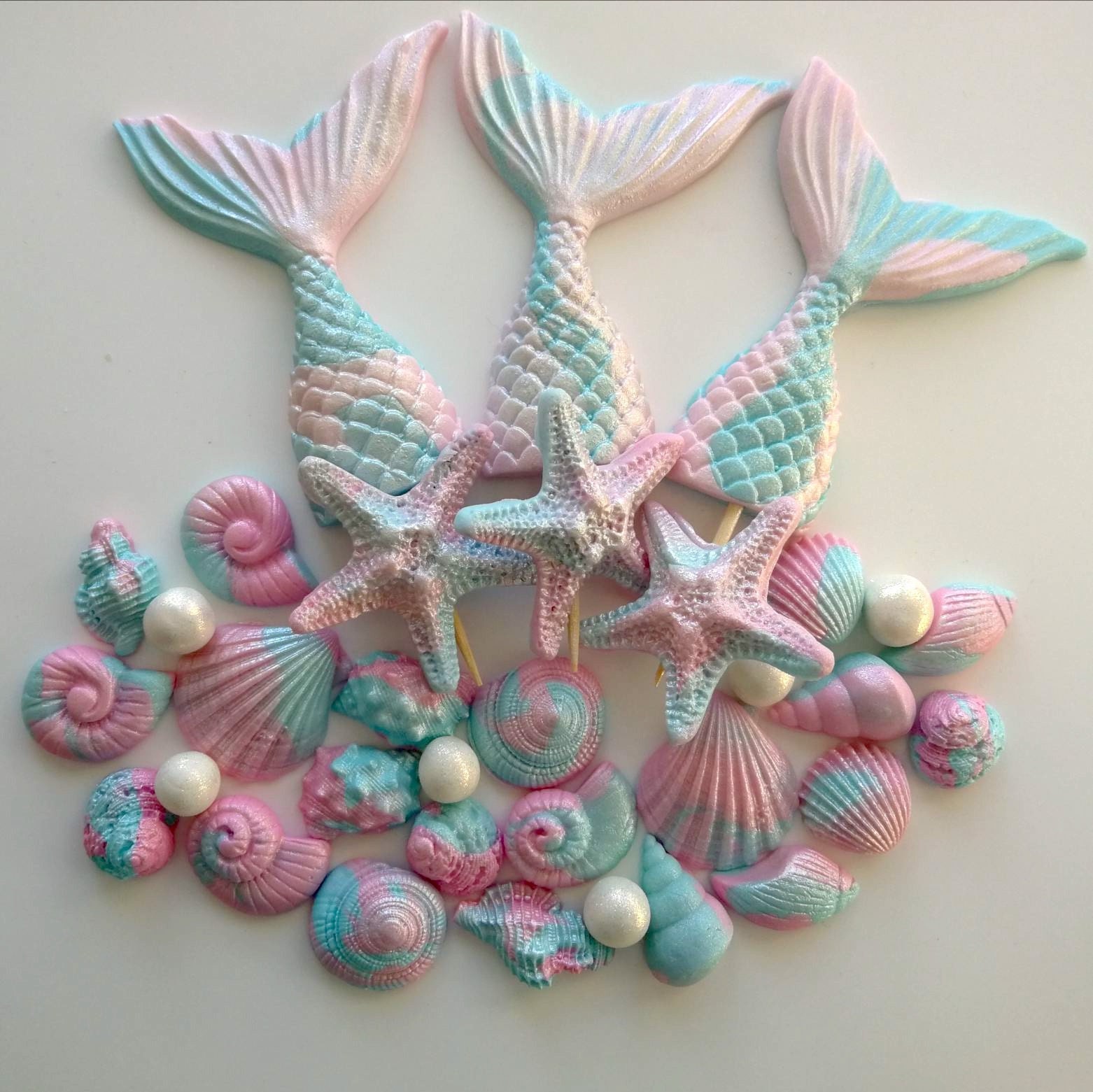 Edible Mermaid Tail Seashells Starfish Sea Sugar Paste - Etsy