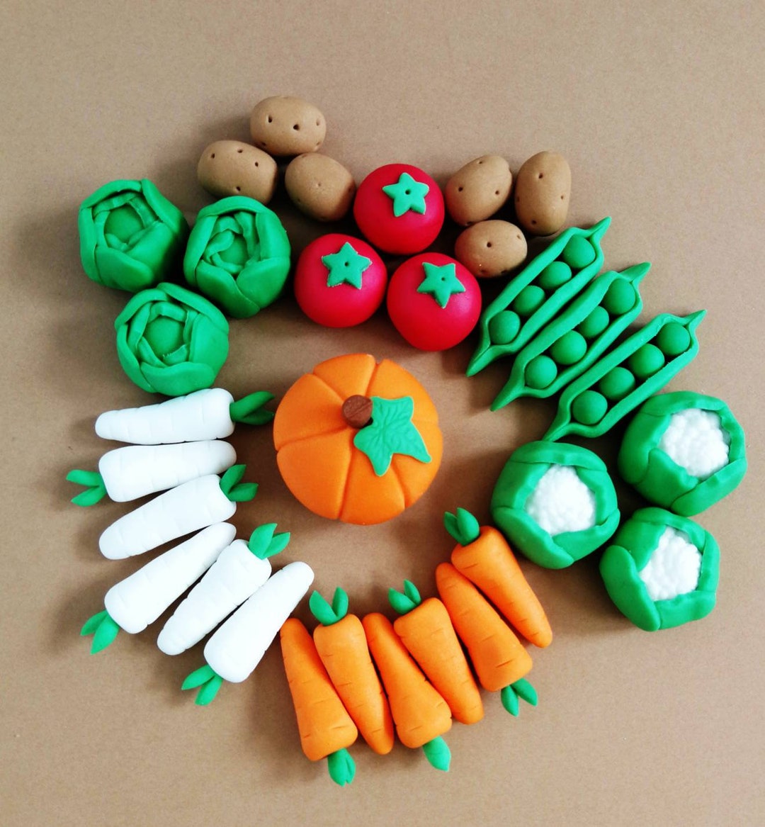32-34 Handmade Vegetables / Cake Cupcake Topper / Edible Sugar Paste ...