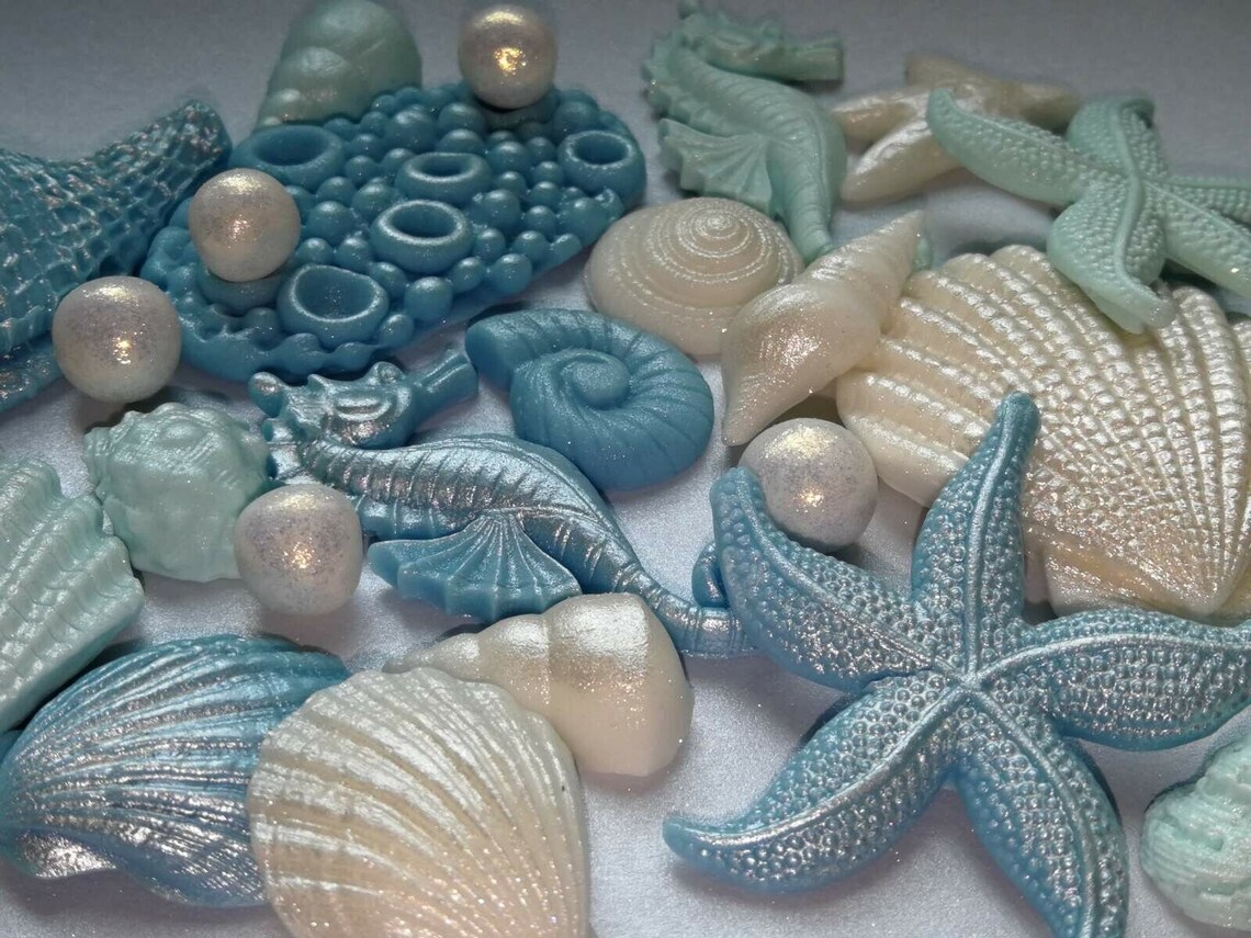 Edible Fondant Sugar Paste Seashells Seahorses Starfish | Etsy