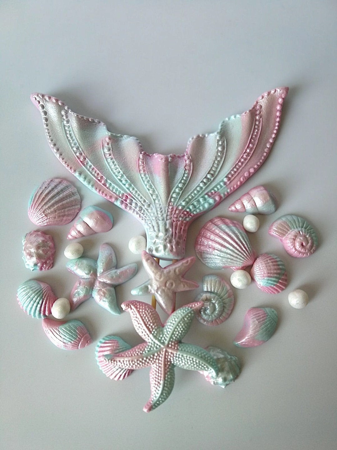 Large Edible Mermaid Tail Seashells Starfish Sugar Cake - Etsy