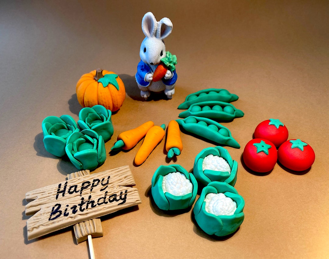 Rabbit Vegetables / Cake Cupcake Topper / Edible Sugar Paste Fondant ...
