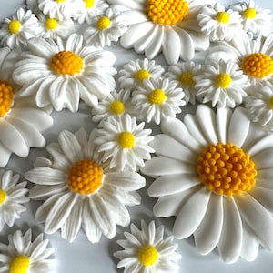 26 Fondant Daisy Flowers Blossom, Sugar Cake Cupcake Decorations ...
