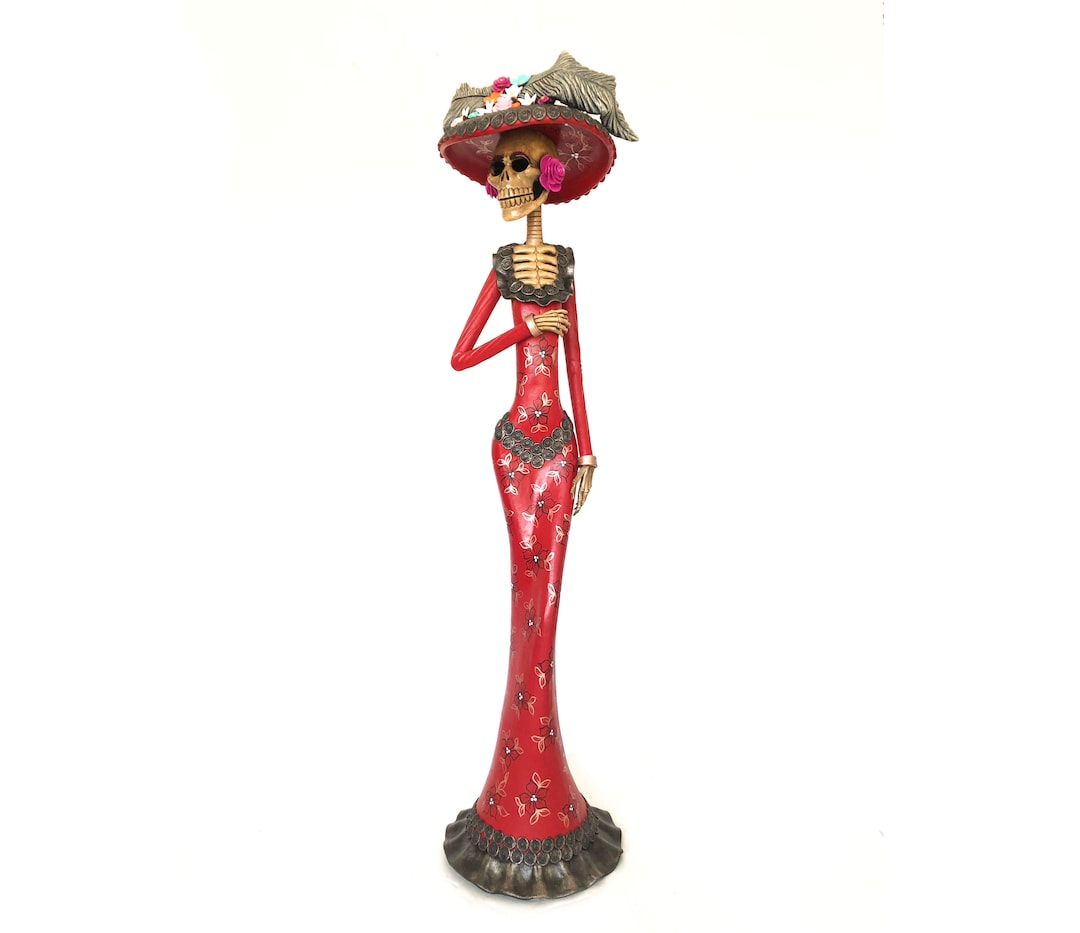 Frida Kahlo's Catrina in a Red Dress - 100 Cm. 40 In. - Mexican Art - Etsy