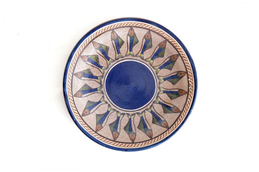 Fish Plate Traditional Capula Pointillism Hand Painted 27 Cm. 11in ...