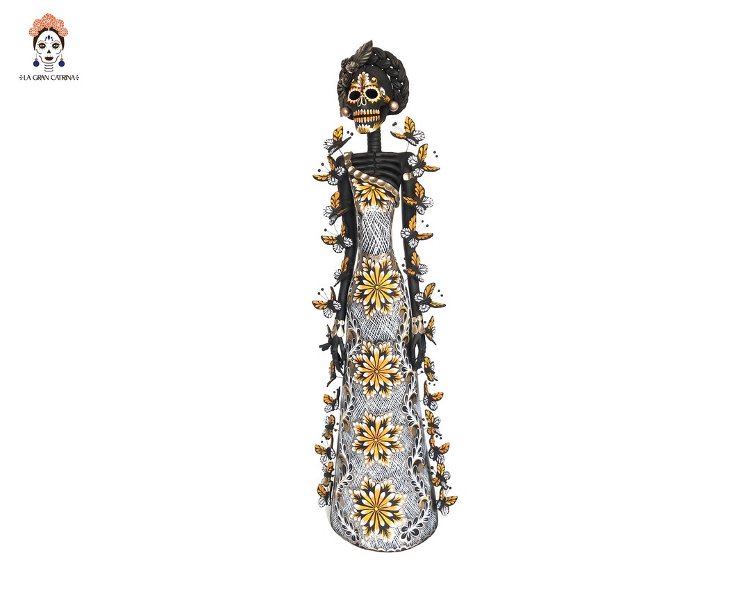 Traditional Catrina With Butterflies - 100 Cm. 40 In. - Clay - Monarchs ...