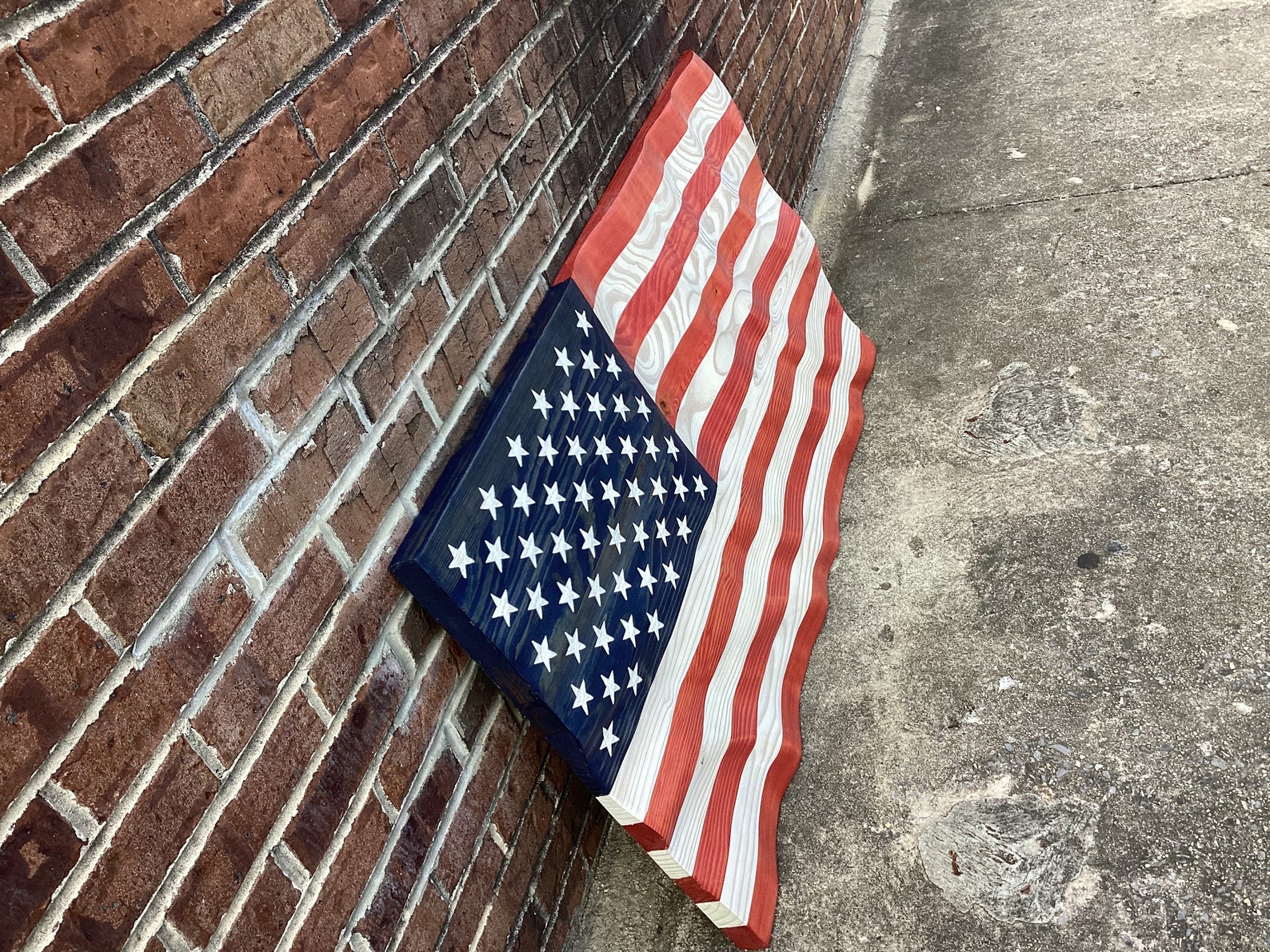 Waving Wooden American Flag/waving Thin Blue Line Flag/ Waving - Etsy