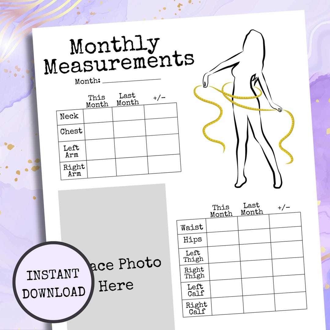 Monthly Body Measurement Tracker – Printable Digital Download for ...