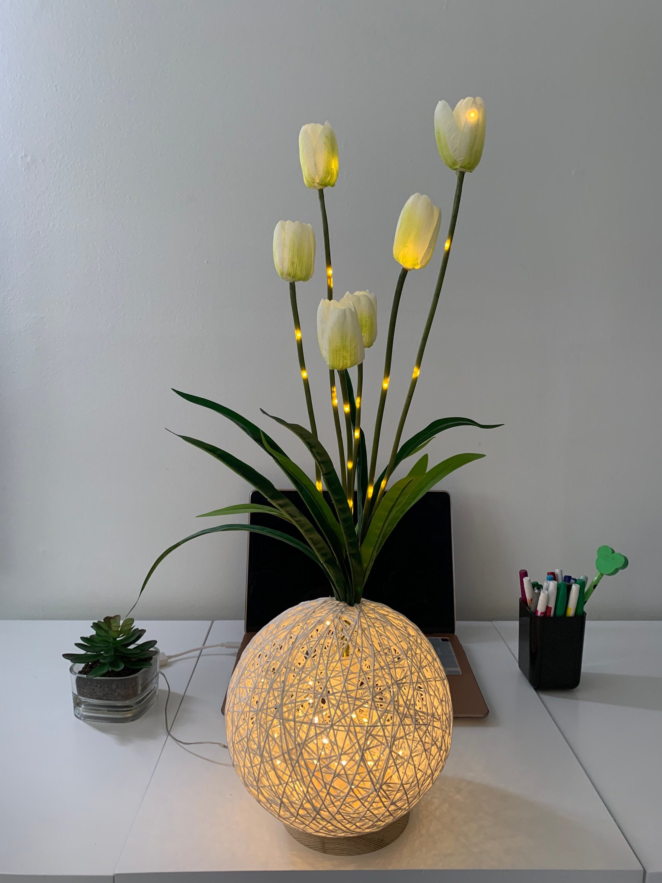 Ball Shape String Light With Artificial Flowers Home Decor | Etsy