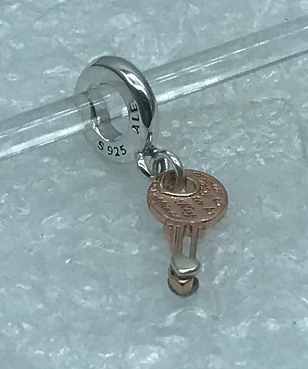 Pandora,”two-tone Key & Sliding Heart Dangle Charm P120-8 - Etsy