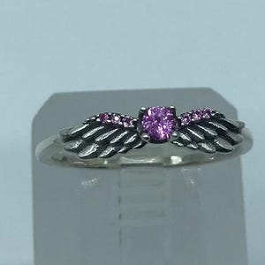 Pandora, “ Sparkling Angel Wings Ring” Pink Stone Size 58/8.5 Us/can ...