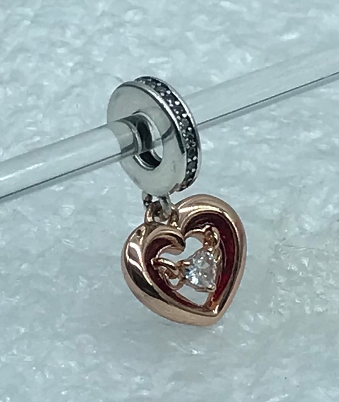 Pandora,”two-tone Radiant Heart” CZ Stone Dangle Charm #782450C01 P122 ...