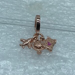 Pandora Rose ™, “ Rose Gold Airplane, Globe & Suitcase Triple ” Dangle ...