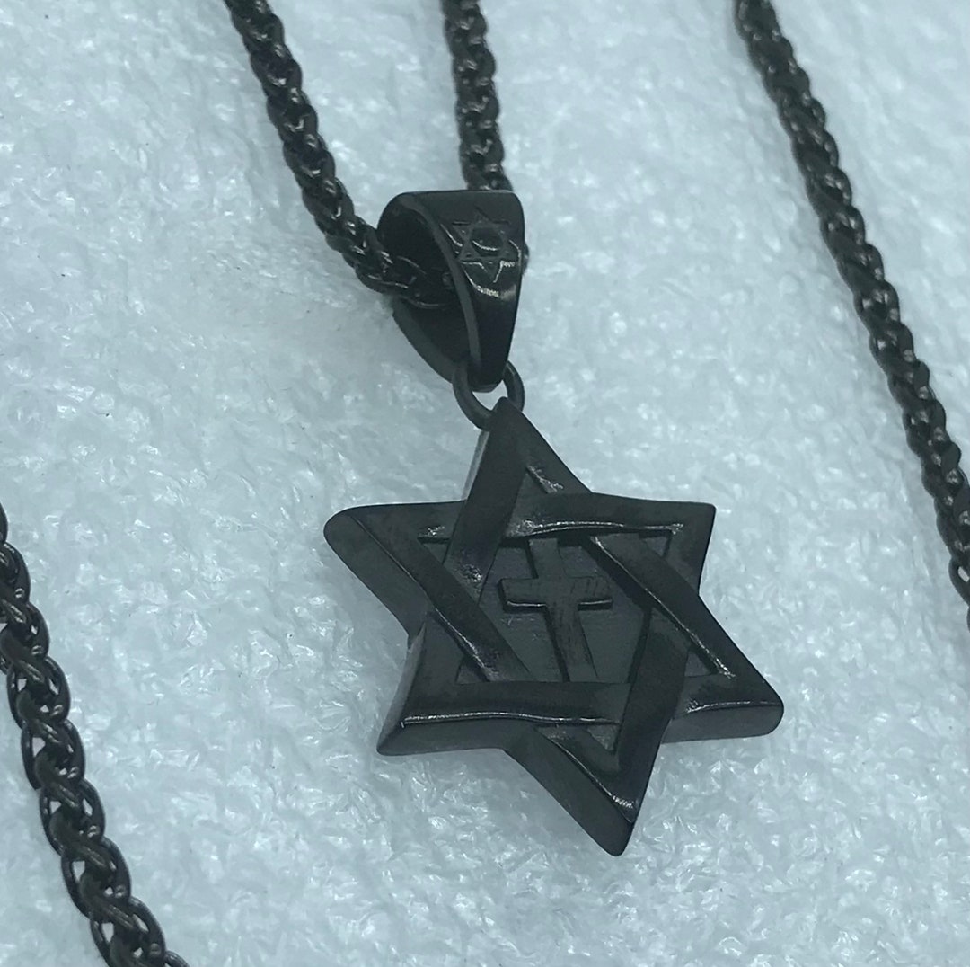 Star of David Chain Adjustable Necklace Men or Women 60CM or 24” Black ...
