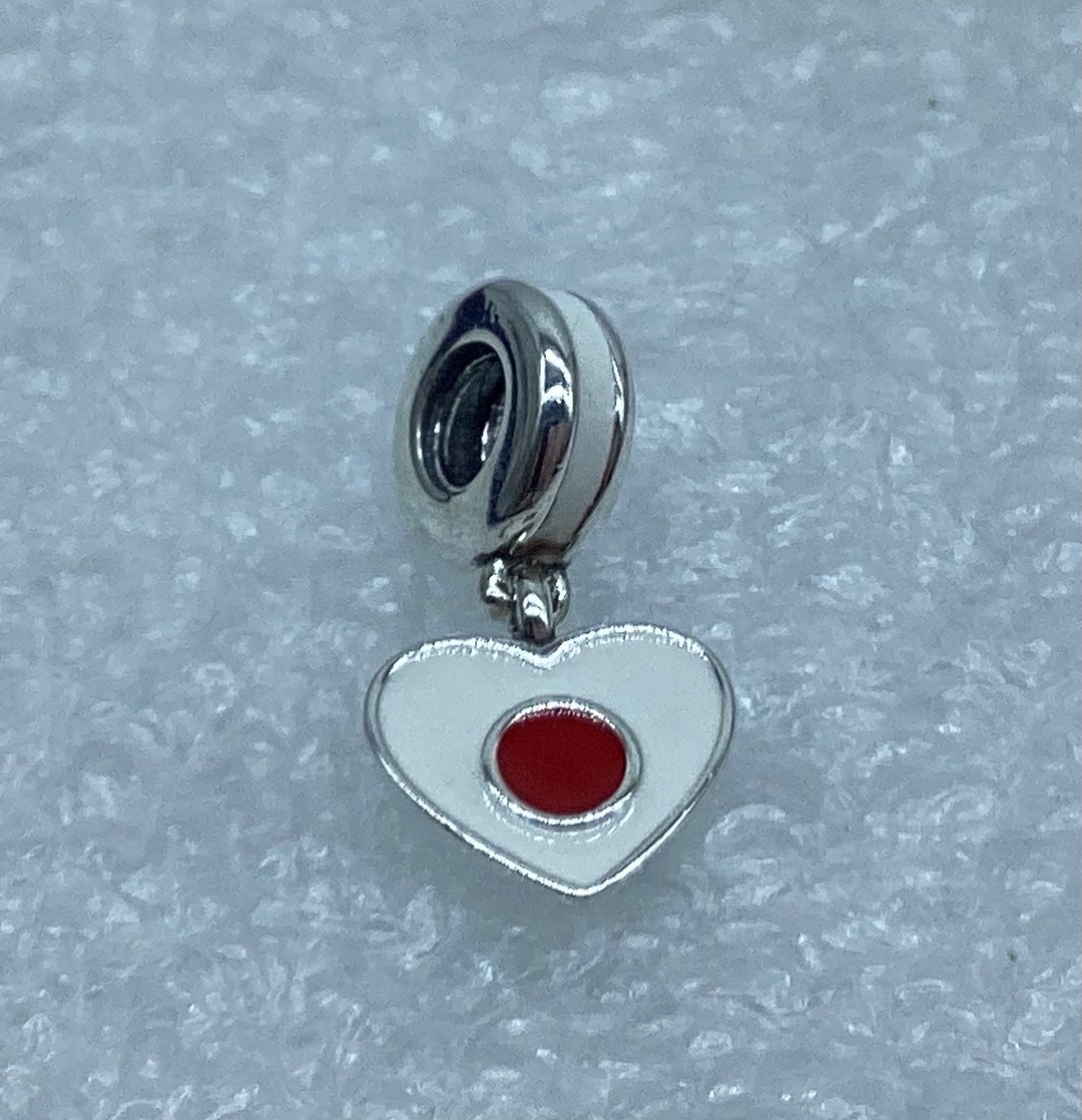 Pandora,” Japan Heart Flag “ S925ALE Pendant Dangle Charm #791546ENMX ...