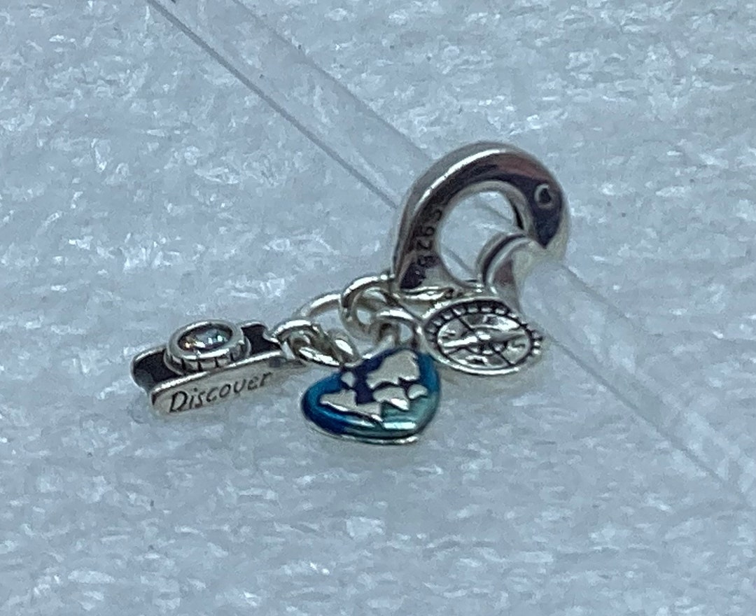 Pandora “camera, Heart & Compass ” Triple DANGLE Charm S925ALE ...