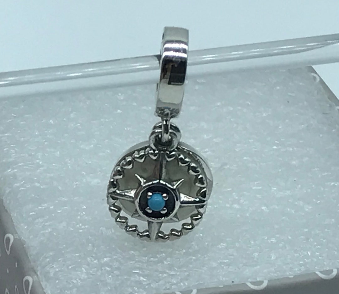 Pandora Compass Rose Cyan Blue S925ALE Silver Dangle - Etsy