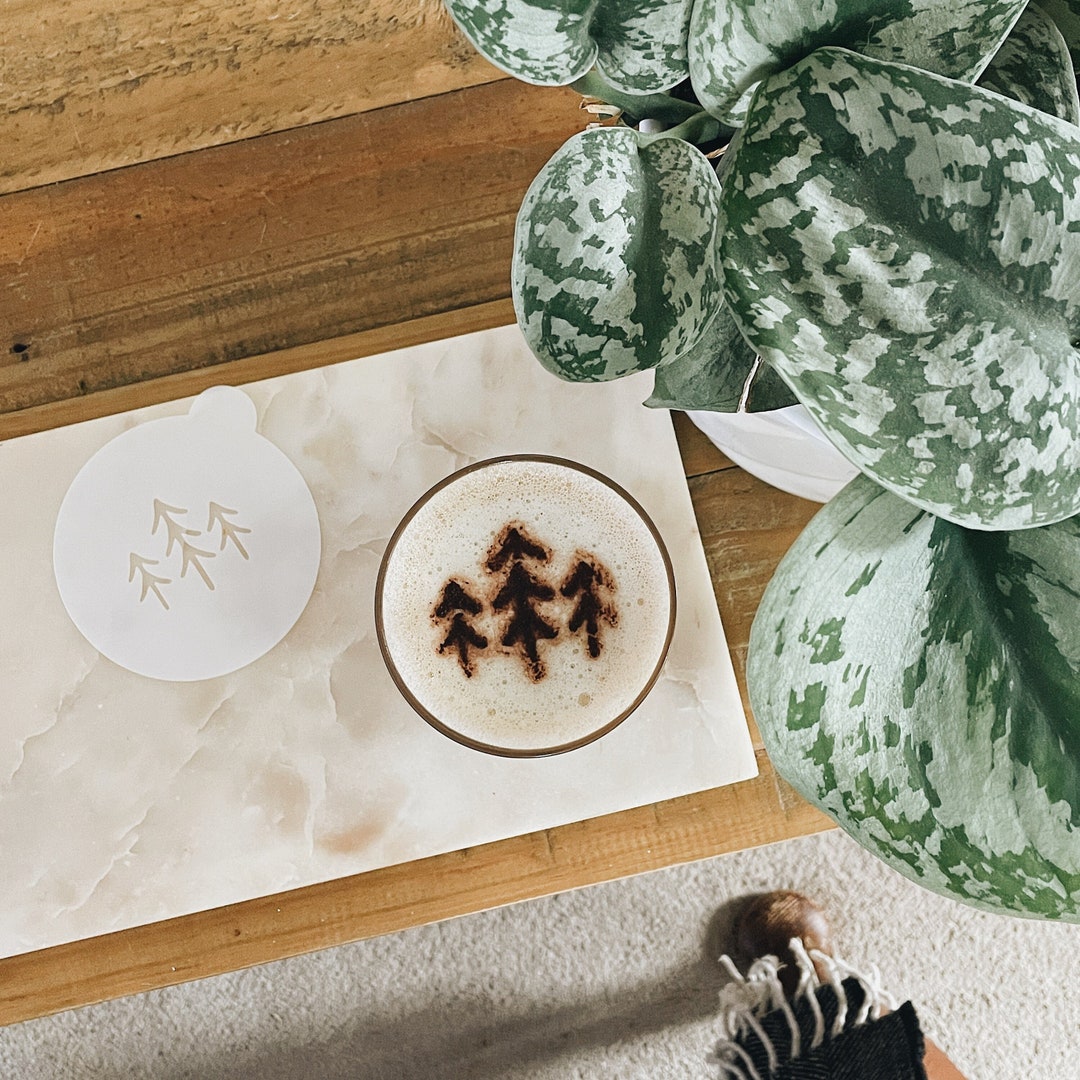 Pine Trees Coffee Stencil, Latte Cappuccino Art, Cocktail Decorating ...