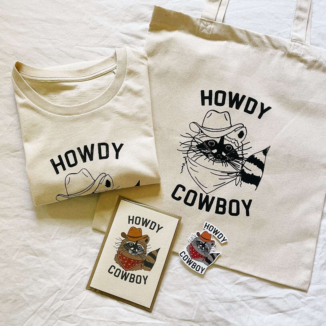Howdy Cowboy Raccoon Cowboy Greetings Card Based on Original - Etsy UK