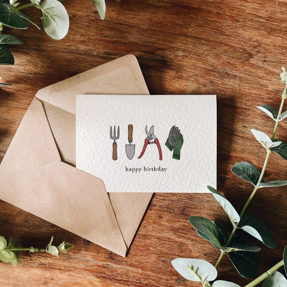 Gardener Happy Birthday Greetings Card A6 Greeting Card With | Etsy