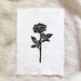 Rose Stem Linocut Print, Minimalist Handmade Block Print Black Floral ...