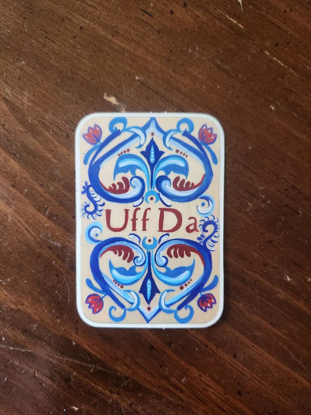 Uff Da Blue Folk Art Sticker 2x3 Inch - Etsy