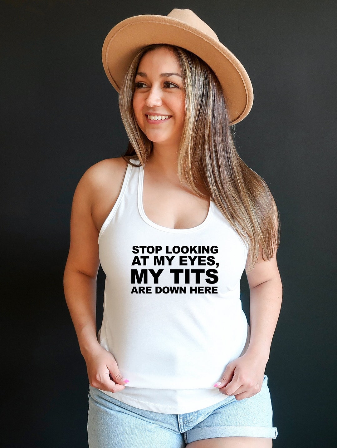 Funny Boob Shirt / Stop Looking at My Eyes My Tits Are Down Here / NSFW / Funny Sex Shirt ...