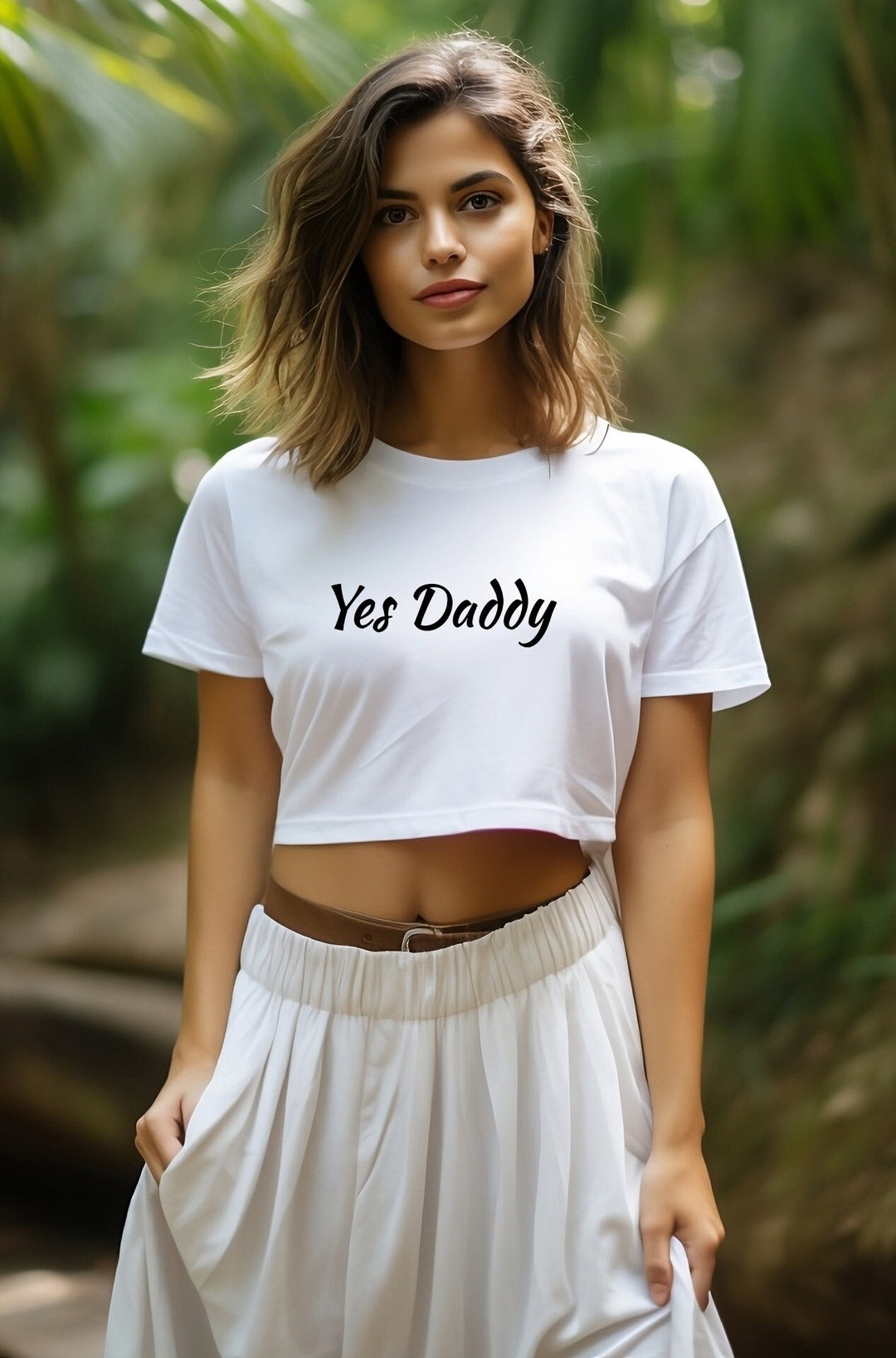 Yes Daddy Crop Top / Yes Daddy Shirt / Champion Logo on Left Sleeve ...