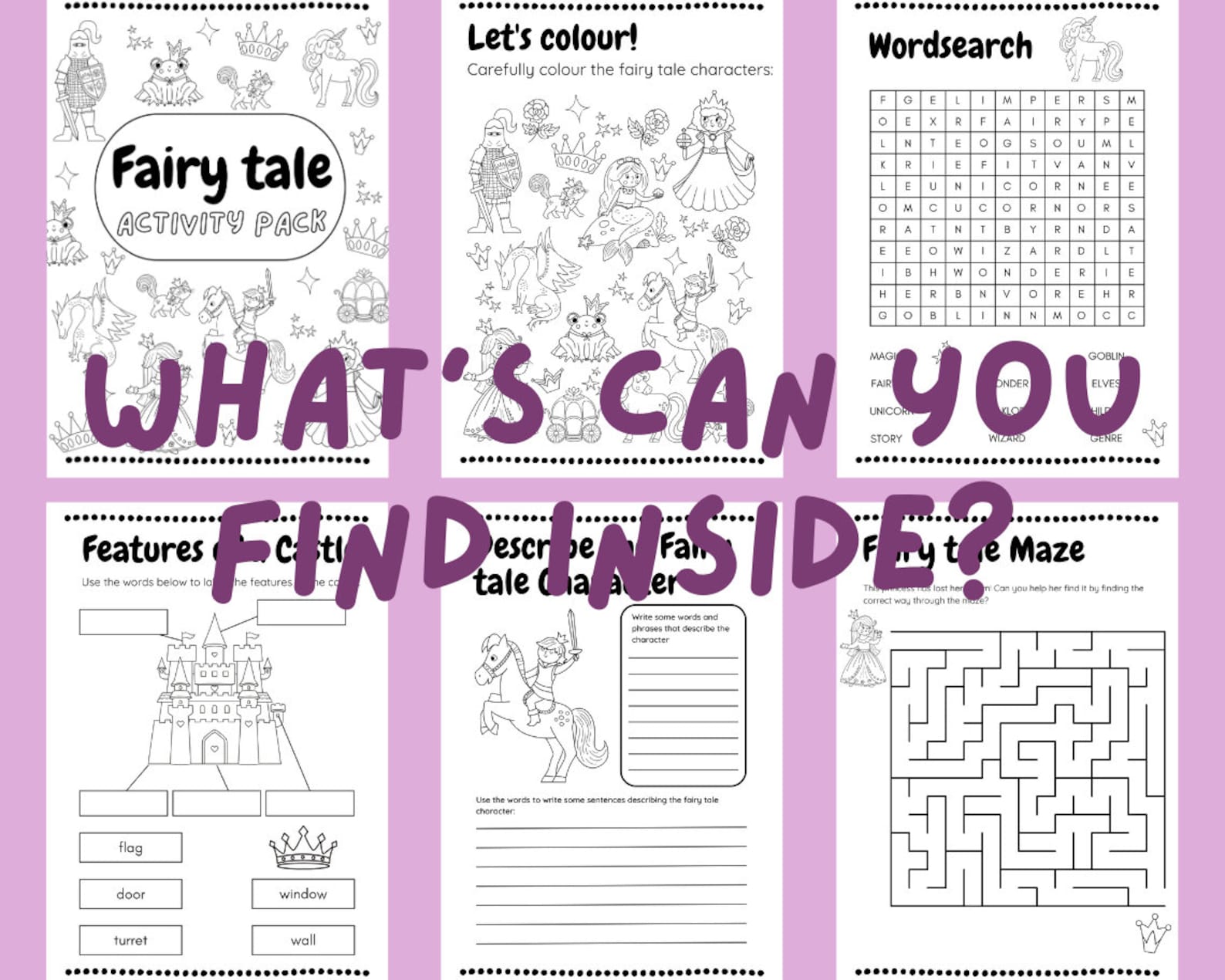 Fairy Tale Activity Pack, Fairy Tale Printable, Fairy Tale Fun, Fairy ...