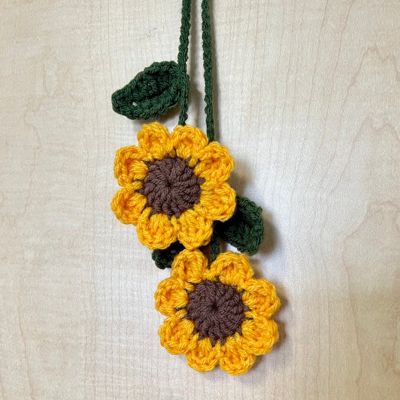 Crochet Sunflower Car Hanger - Etsy