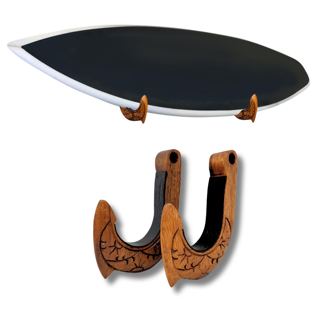 Surfboard Wall Mount Rack | Wood Surfboard Wall Hanger | Surfboard ...