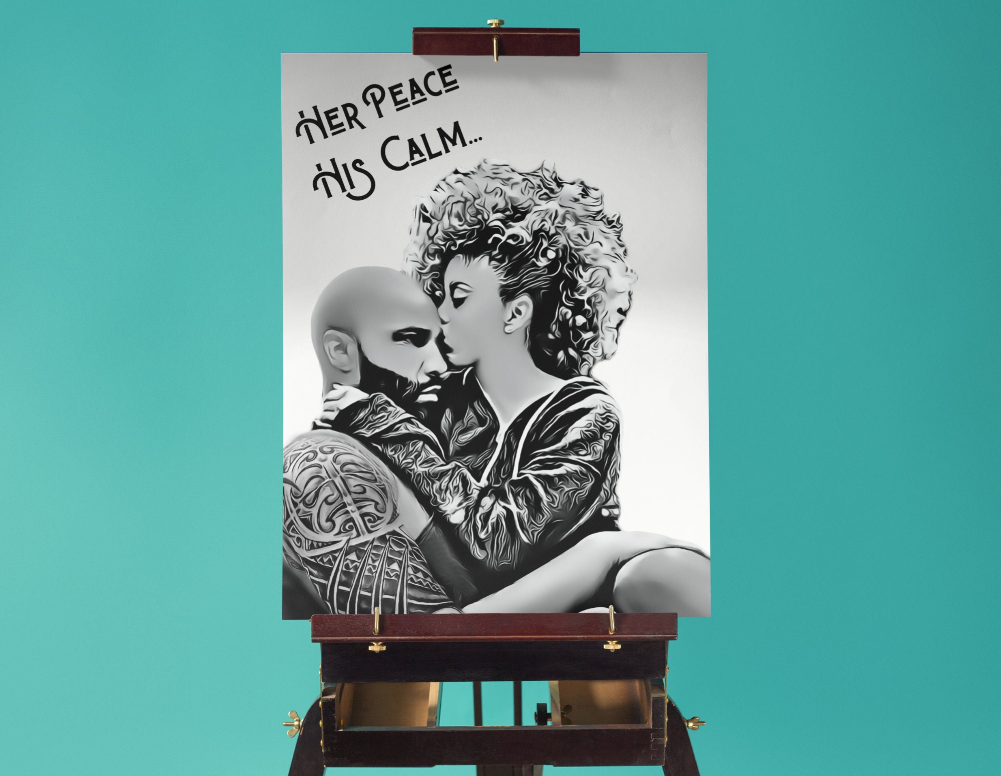 Her Peace His Calm Black Love Art African American Wall - Etsy