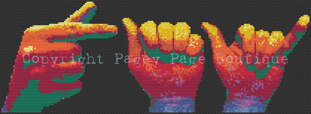 GAY Rainbow Queer - American Sign Language (ASL) Alphabet Letters Cross ...