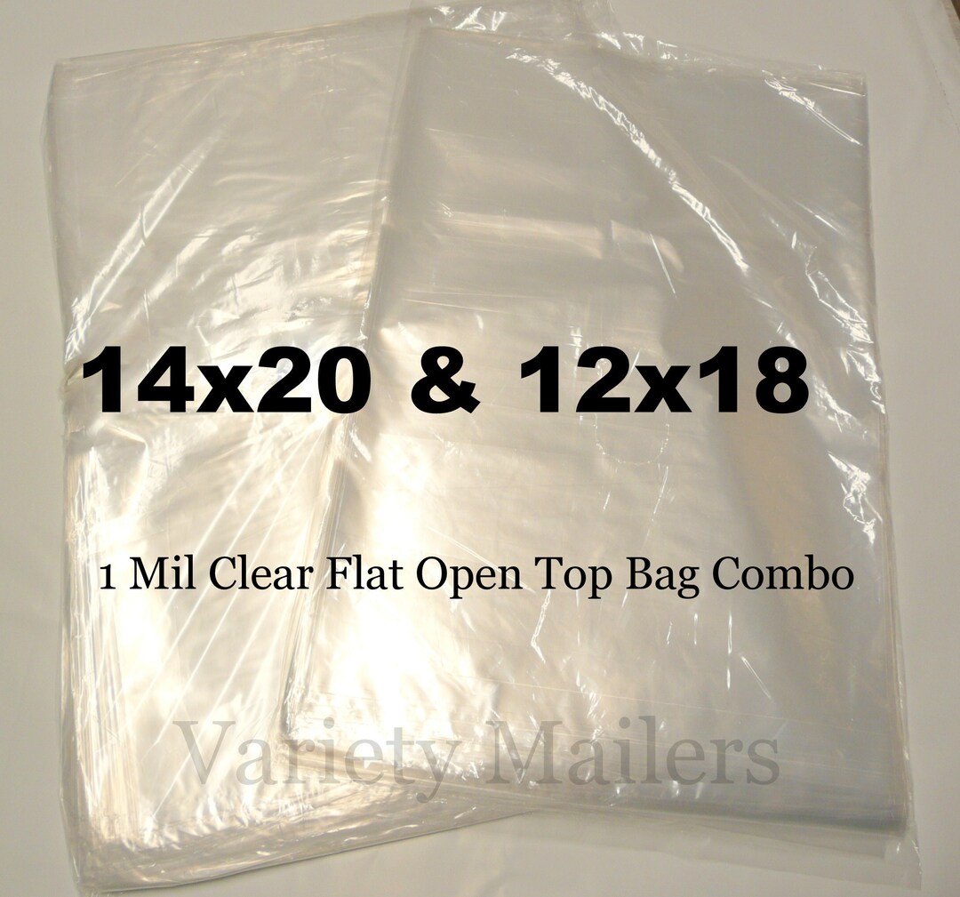 200 Clear Flat Plastic Bag Combo 12x18 & 14x20 / 1 Mil Apparel - Etsy