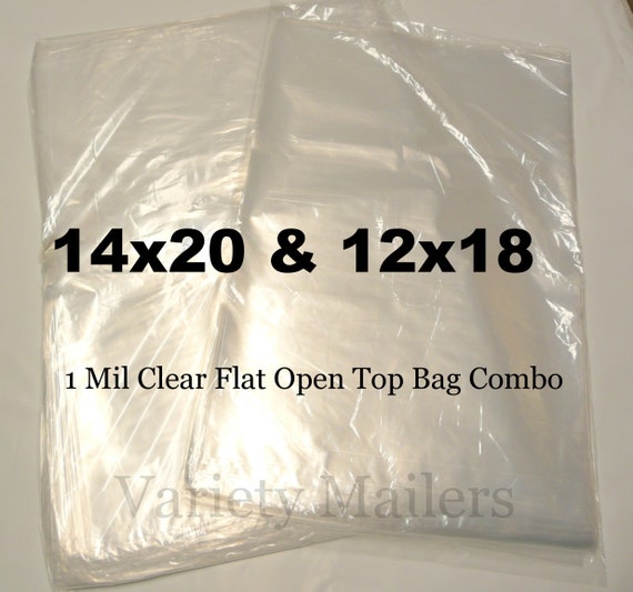 200 Clear Flat Plastic Bag Combo 12x18 & 14x20 / 1 Mil Apparel - Etsy