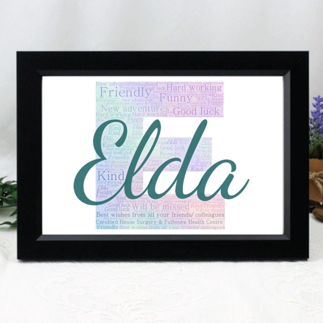 Personalised A4 Word Cloud Name and Initial Prints. Cute Novelty ...