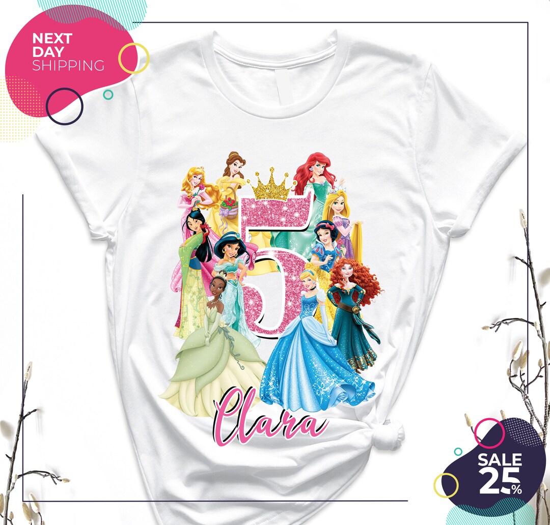 Princess Birthday T Shirt | Princess Party Shirt | Girls Birthday Shirt | Personalized Shirt ...